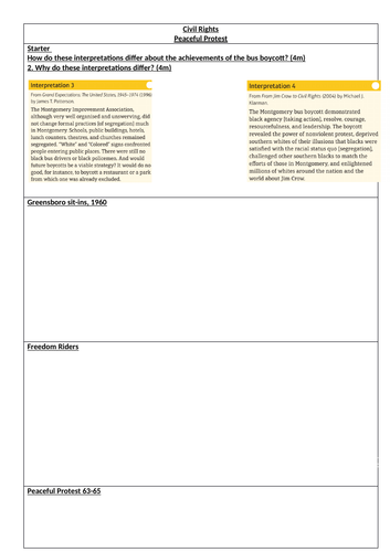 Edexcel Gcse Civil Rights Revision Lessons Teaching Resources