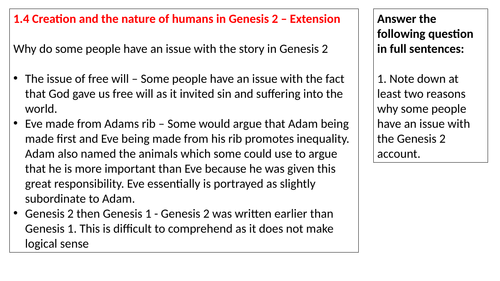 Aqa B Gcse 14 Creation And The Nature Of Humans In Genesis 2