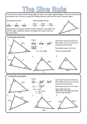 Gcse Edexcel Maths Trigonometry Sine Rule Teaching Resources