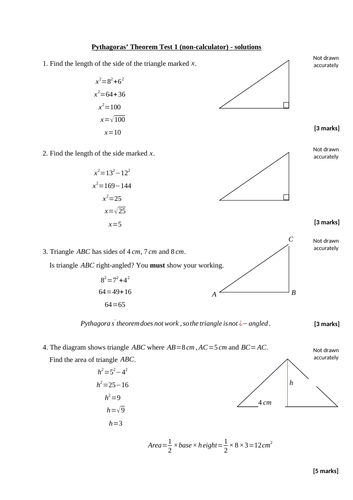 Pythagoras Theorem Test X2 New Gcse 9 1 Maths Teaching Resources