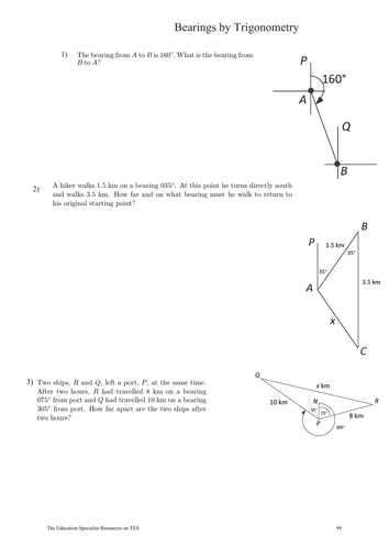 Gcse Maths Revision Bearings By Trigonometry Teaching Resources