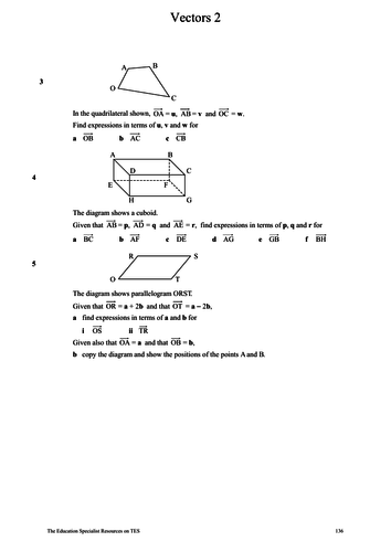 Gcse Maths Revision Vectors 2 Teaching Resources