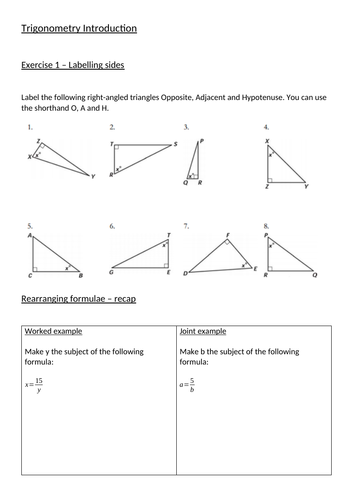 Trigonometry Missing Sides Teaching Resources