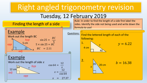 Gcse Pythagoras And Trigonometry Revision Lessons Teaching Resources