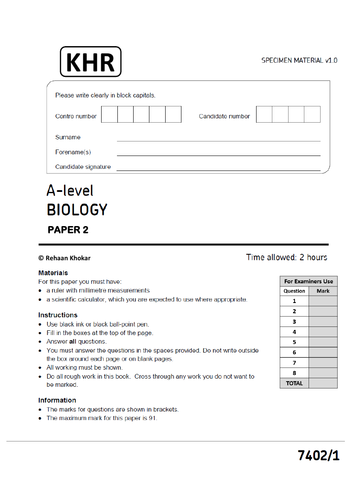 Aqa A Level Biology Self Made Paper 2 Teaching Resources