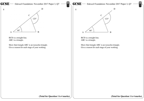 Basic Angle Facts Foundation Gcse Questions Teaching Resources