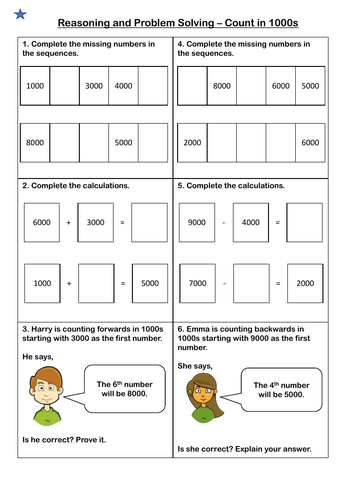 White Rose Maths Year 4 Place Value Count In 1000s Problem