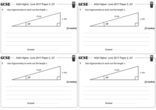 Trigonometry Gcse Questions Higher Aqa Teaching Resources