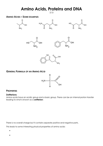 Amino Acids Proteins And Dna Aqa A Level 3313 Teaching Resources