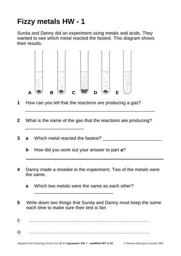 Aqa Ks3 Reactivity Of Metals Complete Lessons Teaching Resources