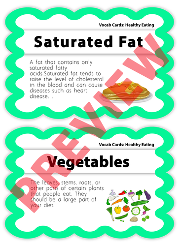 Healthy Eating Vocabulary Cards Teaching Resources