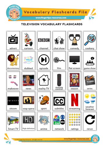 Television Vocabulary Flashcards Teaching Resources