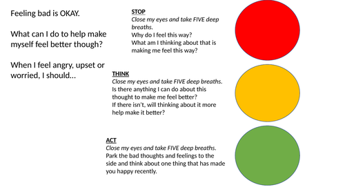 Traffic Light Managing Anxiety Poster Teaching Resources