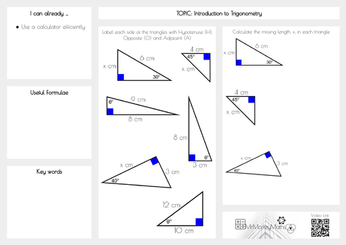 Introduction To Trigonometry Sohcahtoa Teaching Resources