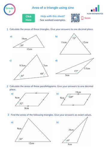 Area Of A Triangle Using Sine Higher Gcse Teaching Resources