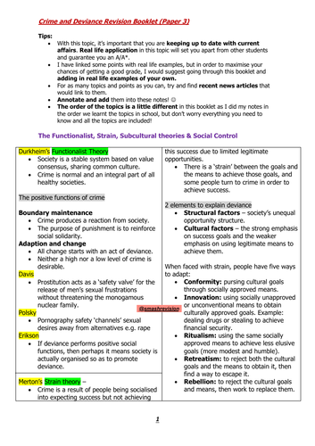 Aqa A Level Sociology Revision Booklets Teaching Resources