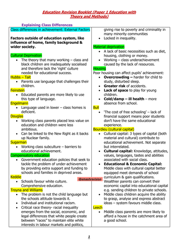 Aqa A Level Sociology Revision Booklets Teaching Resources