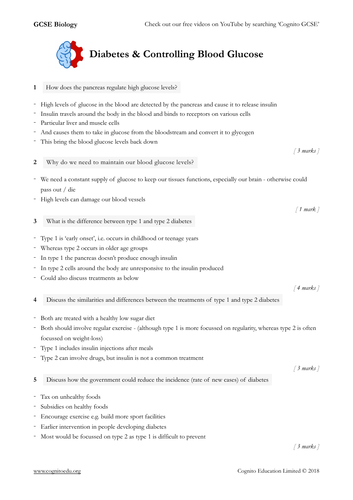 Gcse Bio Homeostasis And Response Topic All Worksheets And Answers