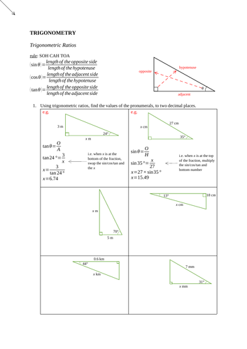 Year 10 Trigonometry Revision Teaching Resources