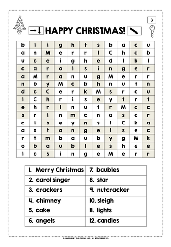 English Christmas Word Searches 1 Teaching Resources