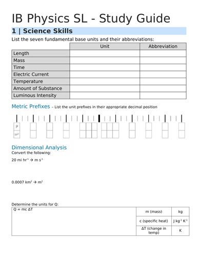 Ib Physics Sl Study Guide Solution Teaching Resources