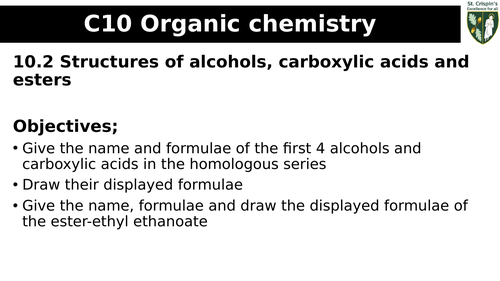 Aqa C102 Structures Of Alcohols Carboxylic Acids And Esters