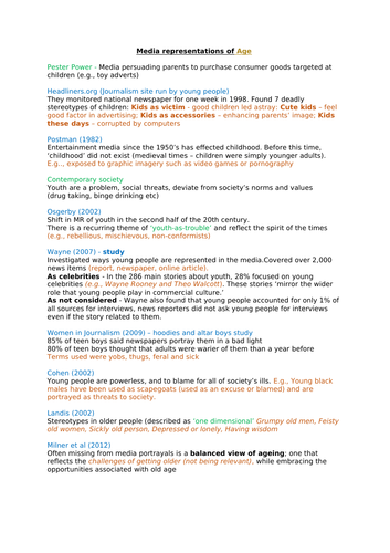 A Level Sociology Media Representations Of Class Age Ethnicity And