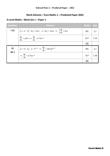 A Level Maths Predicted Paper 2022 Pure Paper 2 Edexcel Teaching