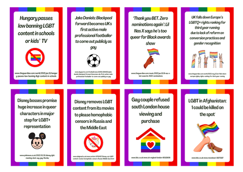 24x Lgbt Pride Discussion Debate Tasks English Language Pshe