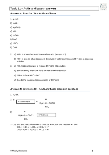 Acids And Bases Ocr As Chemistry Teaching Resources