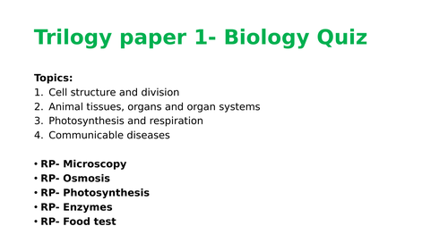 Aqa Gcse Trilogy Biology Paper 1 Teaching Resources