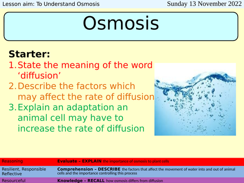 Aqa Gcse Biology B107 Osmosis Teaching Resources