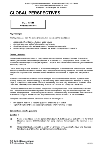 Igcse Global Perspective Individual Report Complete Lesson Teaching