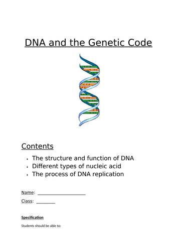 Ccea Life And Health Sciences Dna And The Genetic Code Teaching Resources