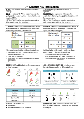 Aqa A2 Biology 7a Genetics Teaching Resources