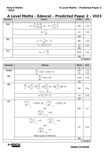 A Level Maths Predicted Paper 2 2023 Teaching Resources