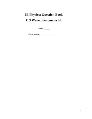 Ib Dp Physics Question Book C3 Wave Phenomena Sl First Teaching 2023