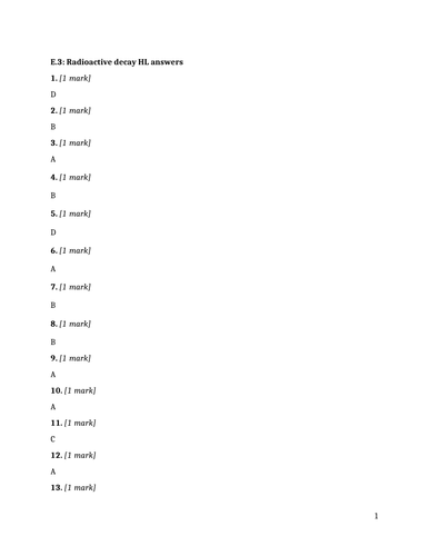 Ib Dp Physics Question Book E3 Radioactive Decay Hl First Teaching