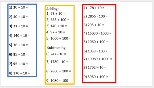 Adding And Subtracting 10 100 And 1000 Year 4 Teaching Resources