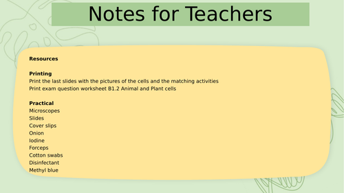 Aqa Combined Science Trilogy 9 1 B1 Animal And Plant Cells