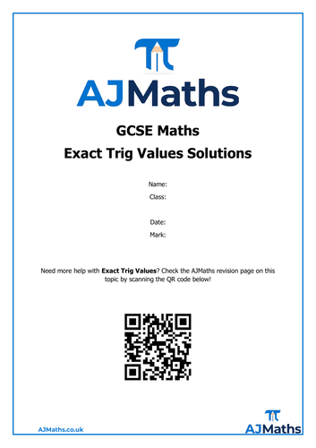 Gcse Maths Exact Trig Values Edexcel Foundation Teaching Resources
