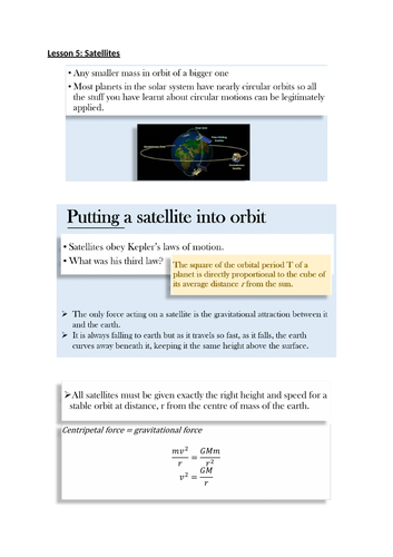 Ocr A Physics Gravitational Fields Complete Teaching Resources