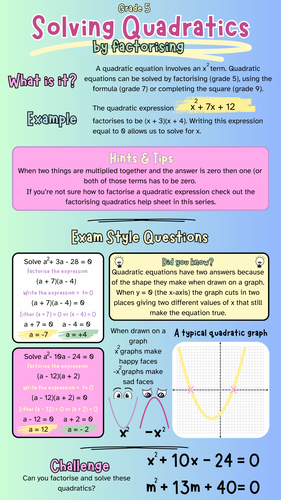 Solving Quadratics By Factorising Grade 5 Gcse Maths Revision Help Crib