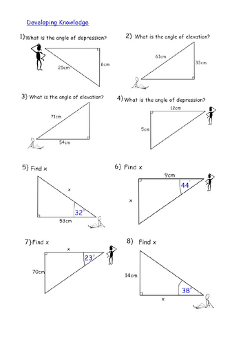 Trigonometry Angles Of Elevation And Depression Teaching Resources