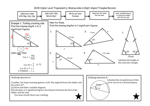 Trigonometry In Right Angled Triangles Teaching Resources