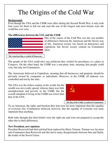 Origins Of The Cold War Scheme Of Learning Teaching Resources