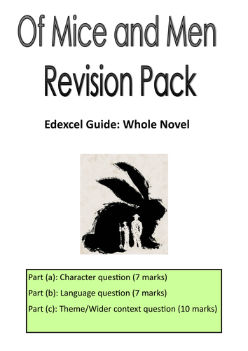 Edexcel Gcse English Of Mice And Men Revision Pack Teaching Resources