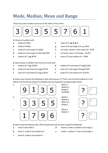 Not Your Usual Mean Mode Median Worksheet Teaching Resources