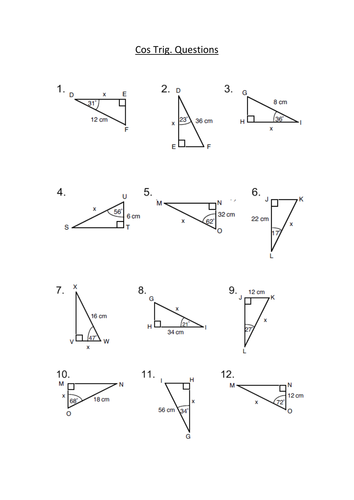 Cos Trigonometry Questions Teaching Resources