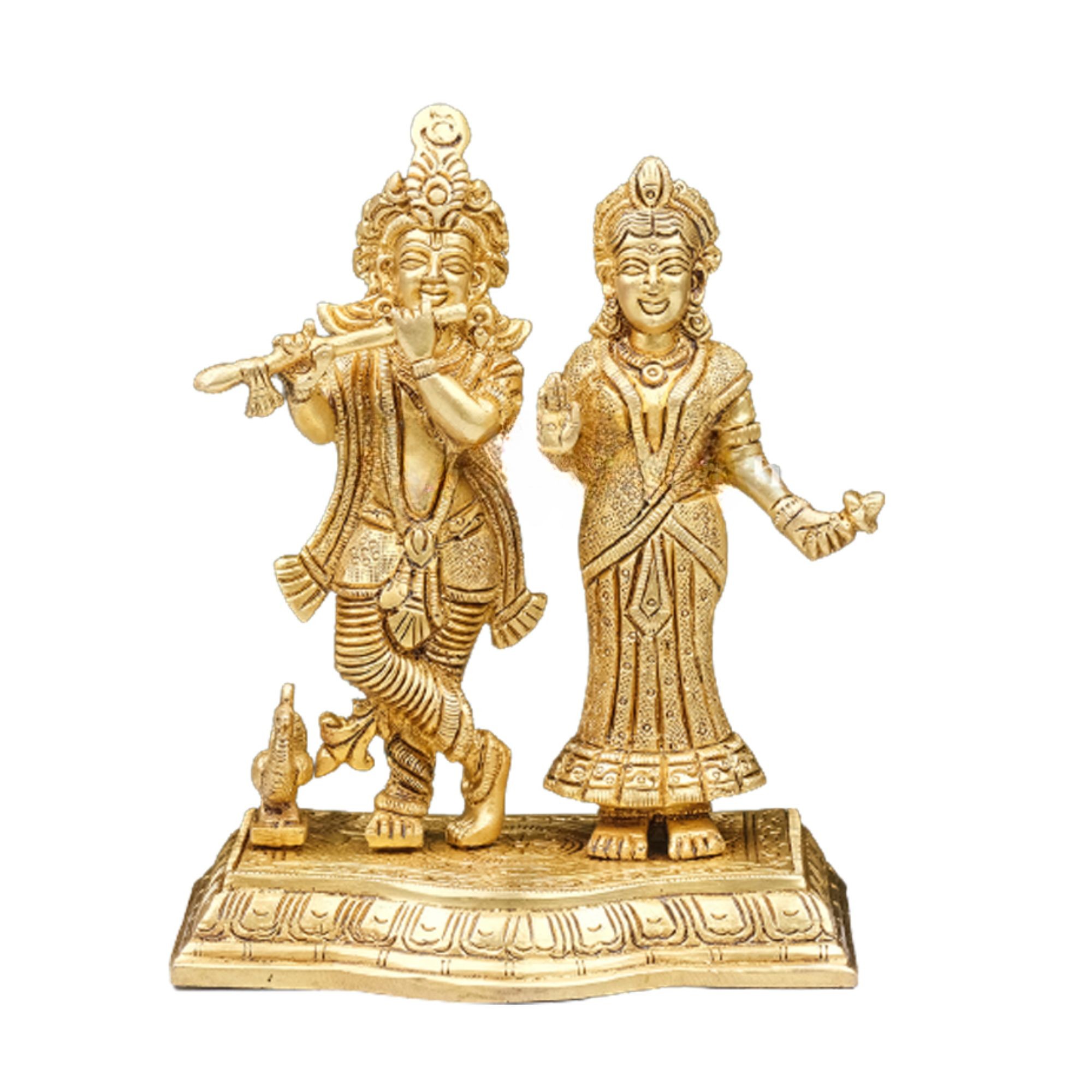 7 Brass Radha Krishna Standing Idol Murti Kapasi Handicrafts Emporium